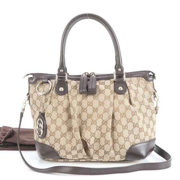 Gucci | Bags | Gucci Gg Canvas Sookie Leather 2way Tote Bag Crossbody ...